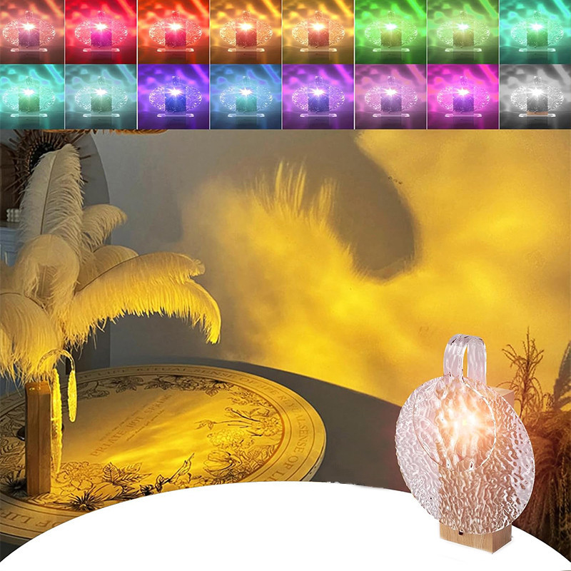 Wireless Rotating Waterwave RGB Ambient Light,Sunset Projection ...