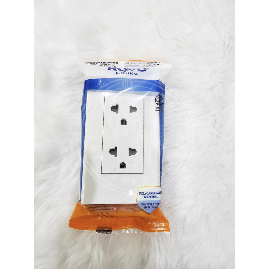 Royu WD-913 Duplex Universal Outlet with Ground and Shutter Set Wide ...