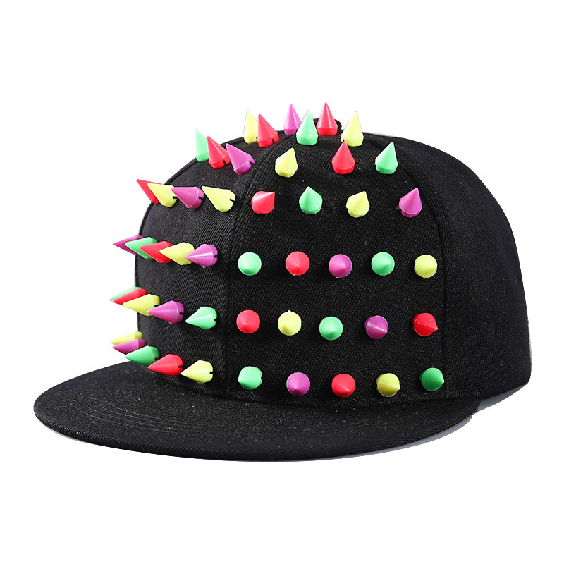Unisex Punk Hedgehog Hat Personality Jazz Snapback Spike Studded Rivet ...
