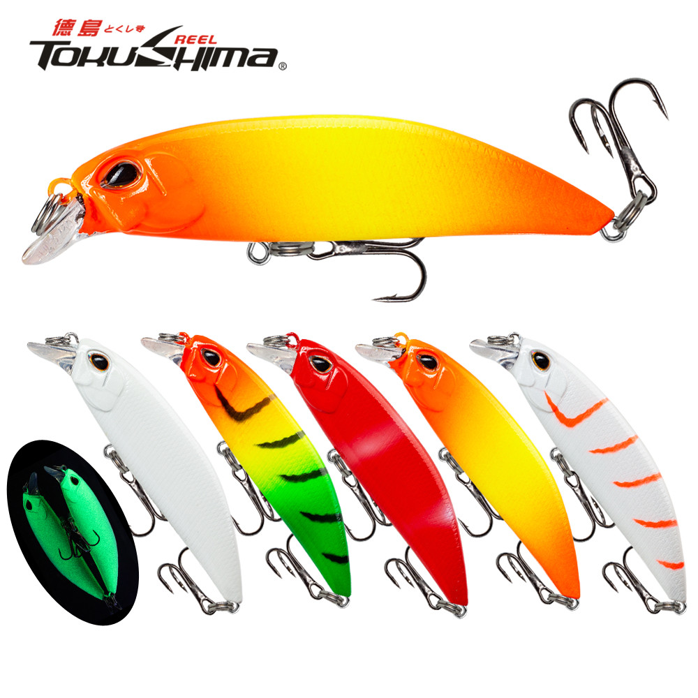 1Pcs 7cm/8g Luminous Slow Sinking Minnow 3D Eyes Pencil Bait Casting Lure Bass Swimbait Fishing ...