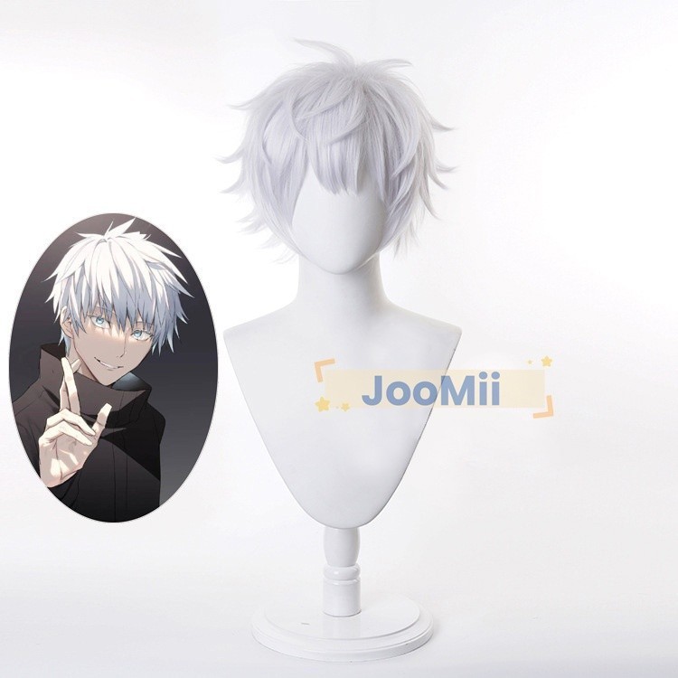 Gojo Satoru Jujutsu Kaisen Anime Cosplay Wig 30cm Silver Hair Wig Heat ...