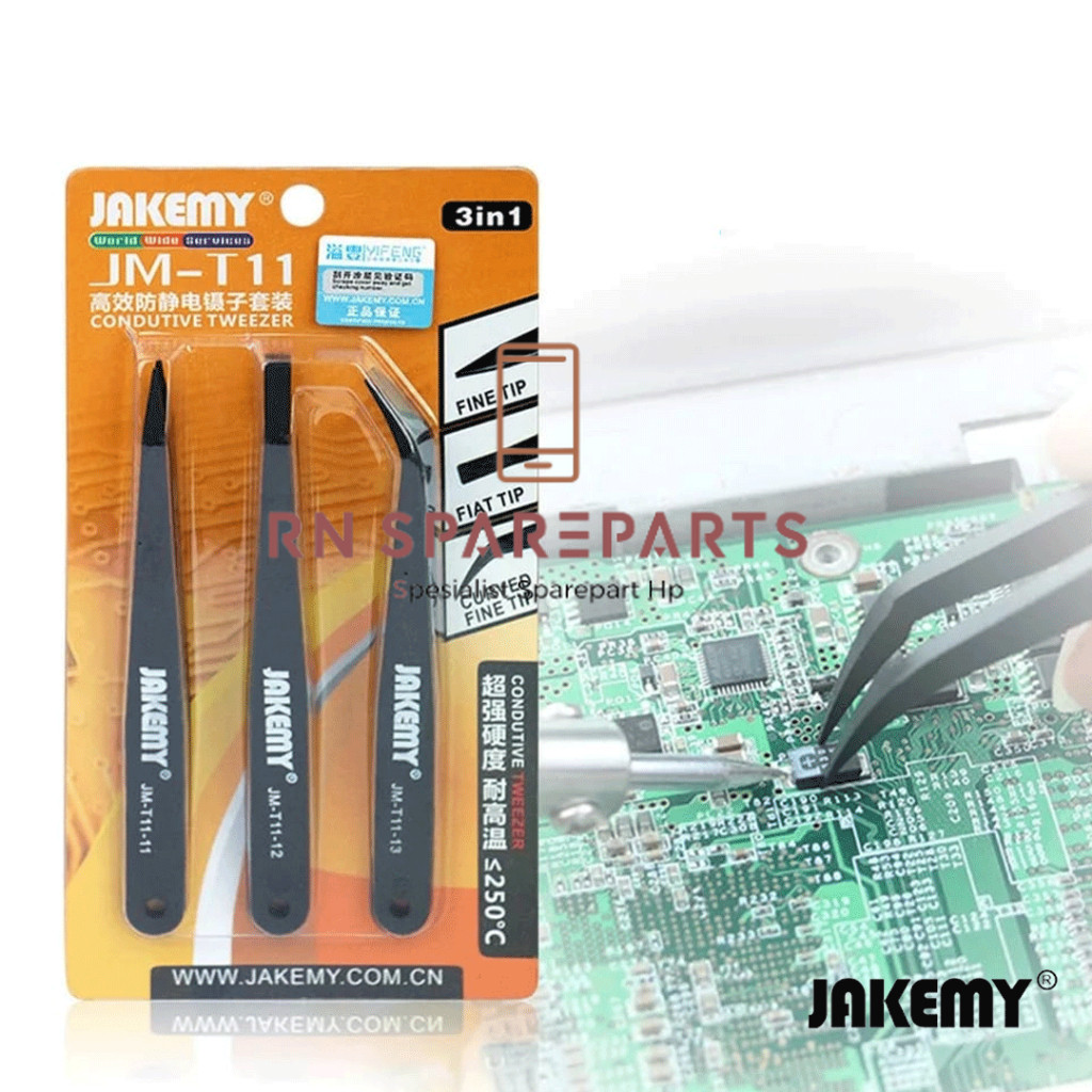 Jakemy JM-T11 3 in 1 Professional Anti-static Tweezers Tweezers Repair ...