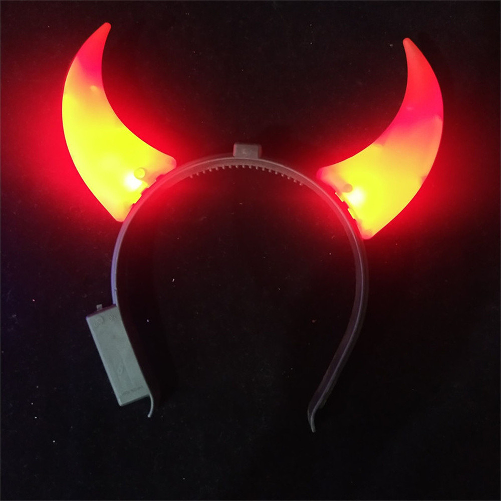 LED Devil Horns Headband, Red Devil Horns Glitter Headwear Costume For ...