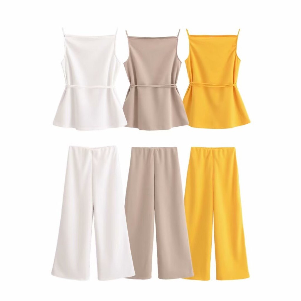 Qunz Fashion Solid Color Retract Your Waist Vest+ Leisure Time Wide ...