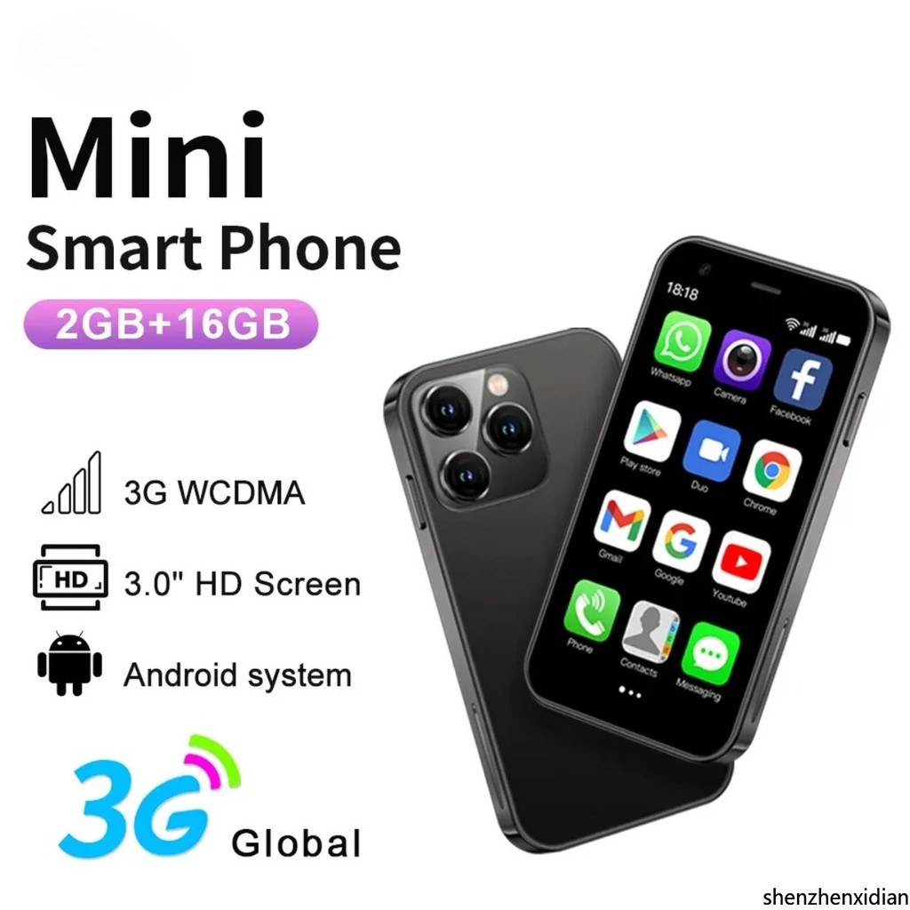 XS15 Mini Android 8.1 Smartphone 3.0 Inch Display 2GB RAM 16GB ROM Dual SIM Standby Play Store ...