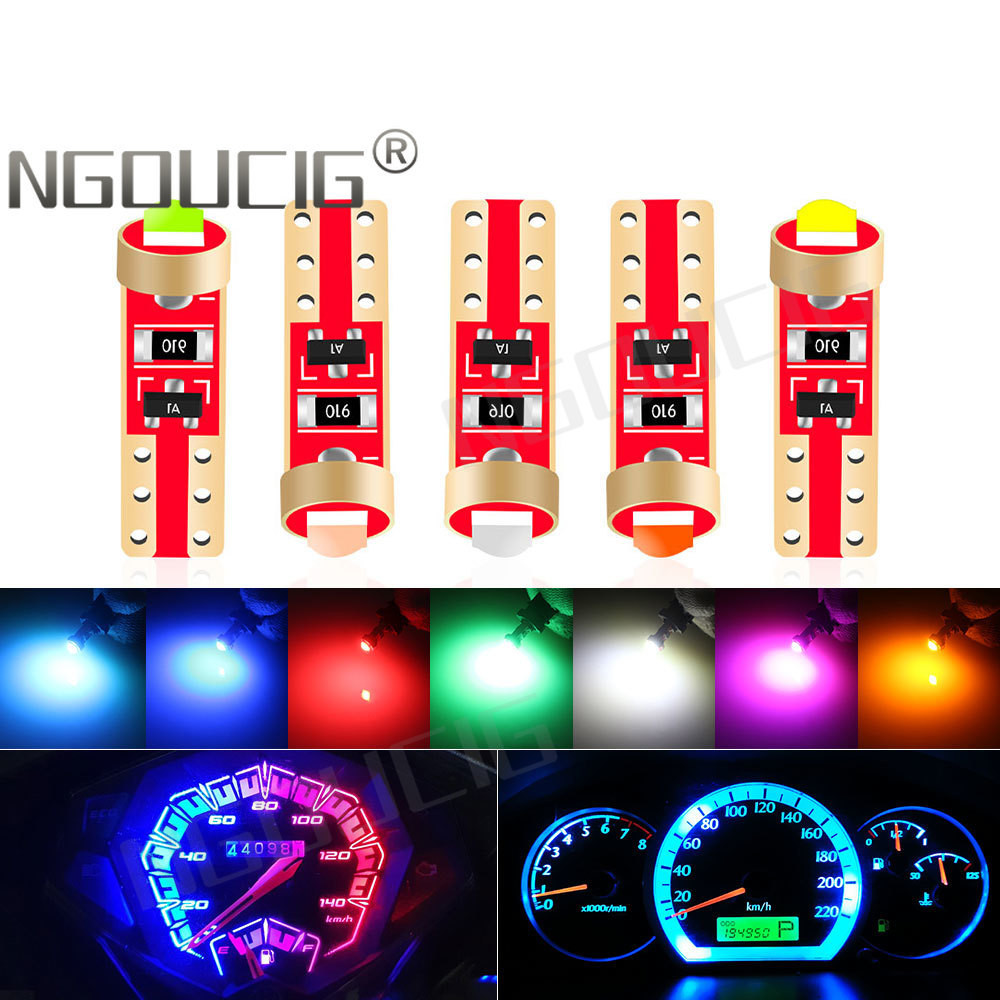 NGOUCIG 5PCS 10PCS Car Dashboard Led Bulb T5 LED Light Spherical Red ...
