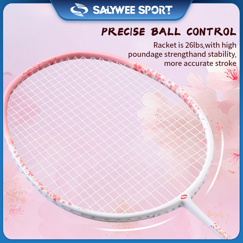 SALYWEE Blossom Rain 5U 26Lbs T800 Carbon Fiber Badminton Racket Fast ...