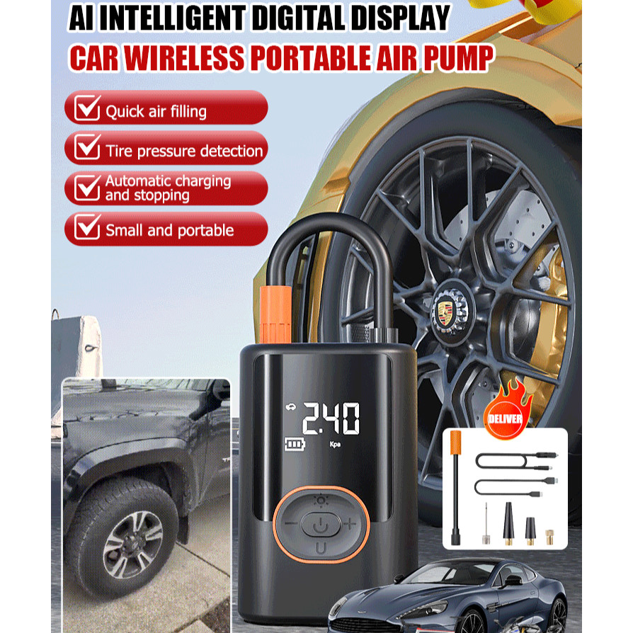 High-Pressure Car Wireless Air Pump/Portable Car Tire Air Pump/Fast ...