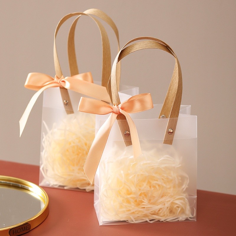 Transparent Gift Bag with Handle Waterproof Wedding Gift Bag Christmas ...
