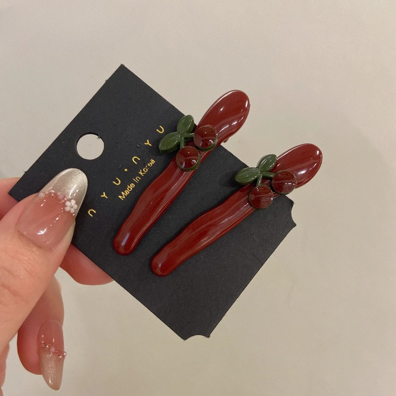 1/2Pcs Vintage Red Cherry Irregular Water-drop BB Hairpin Clips Side ...