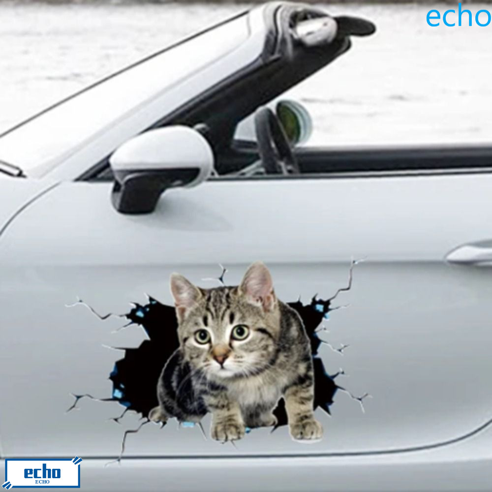 ECHOTHREAD Car 3D Cat Stickers, 3D Cat Waterproof Cat in The Crack ...