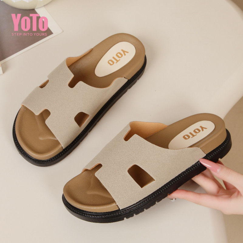 YOTO Women New H-Strap Birken Sandals Leather Comfortable Platform Slippers For Women | Shopee ...