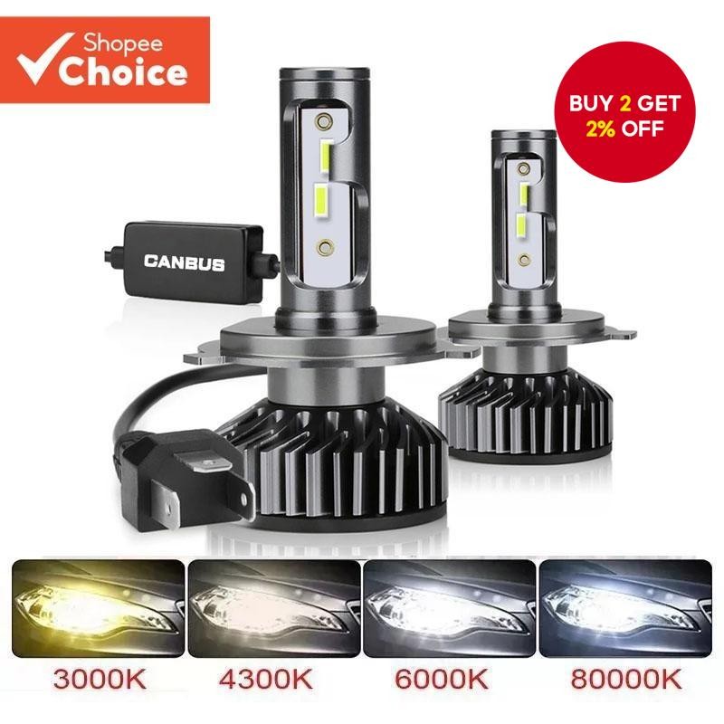 2PCS Car LED Headlights Aluminum H4 High Low Beam Cars Headlamps H11 H7 ...