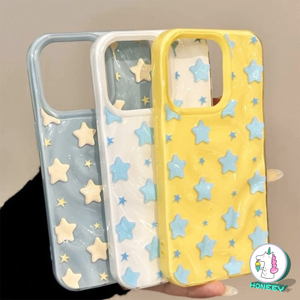 INS Korean Lovely Stars Wave Ruffle Water Phone Case for iPhone 11 13 ...