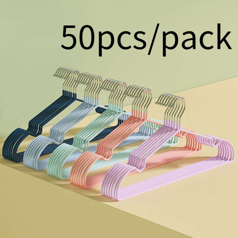 50pcs/pack Stainless Steel PVC Coated Hanger Anti-slip Wire Metal ...