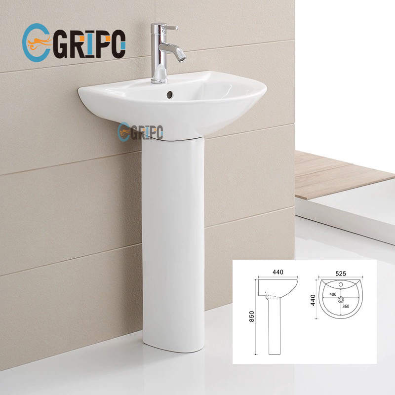 GRIPO High quality Modern White Ceramic Pedestal Bathroom Sink With ...