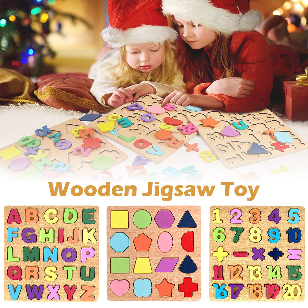 COD Alphabet Digital Puzzle Wooden Toys Kid Number Letter Shape ...