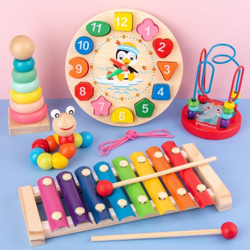 Kids Wooden Educational Toys Shape Puzzle Color Geometric Board Jigsaw ...