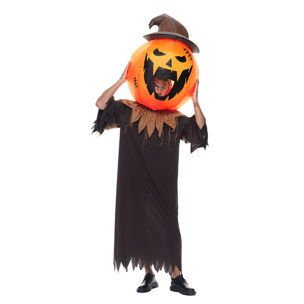 COD Adult Wicked Pumpkin Ghost Inflatable Costume Men Scary Scarecrow ...