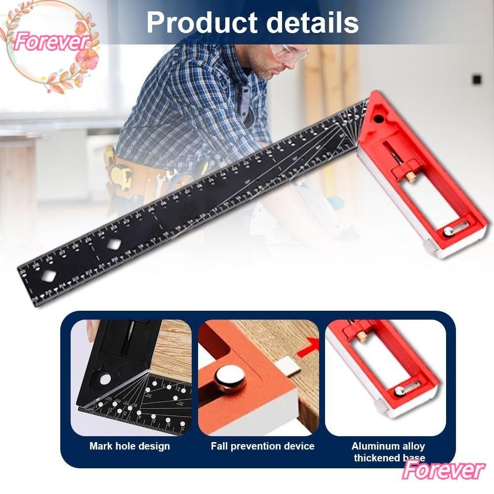 FOREVER Measuring Ruler, Multi-Angle Angle 45/90 Gauge Right Angle Ruler, Universal Combination ...
