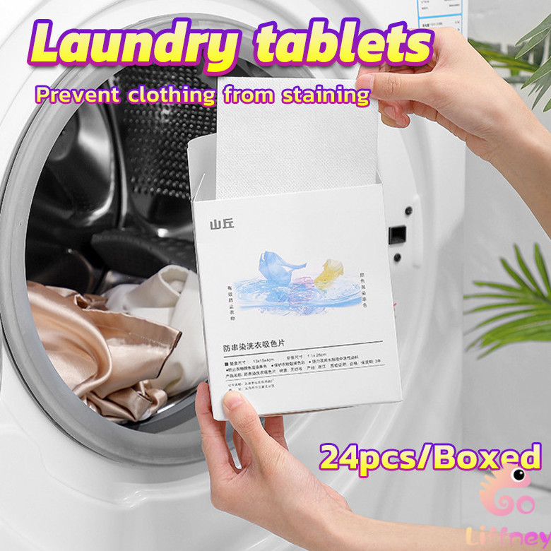 LFN 24pcs Laundry Tablets Washing Powder Soap Color Protection Anti ...