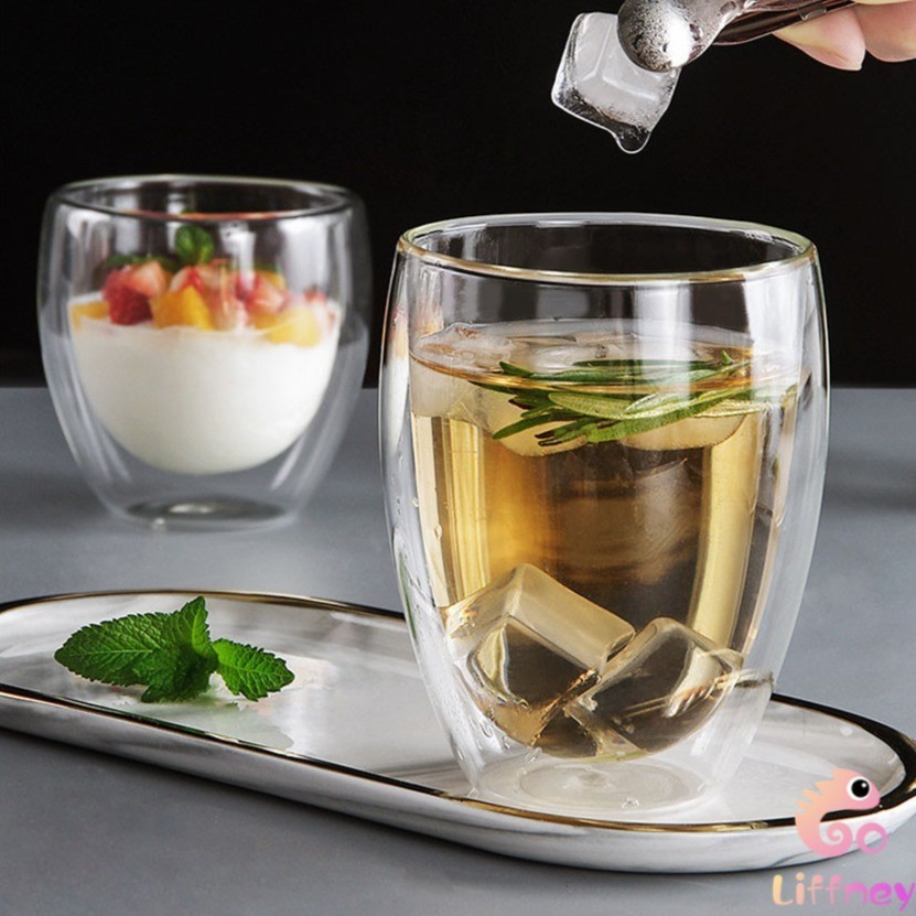 LFN Transparent Double Wall Glass Cup Coffee Mug Heat Resistant Cup 80ml/150ml/250ml/350ml/450ml ...