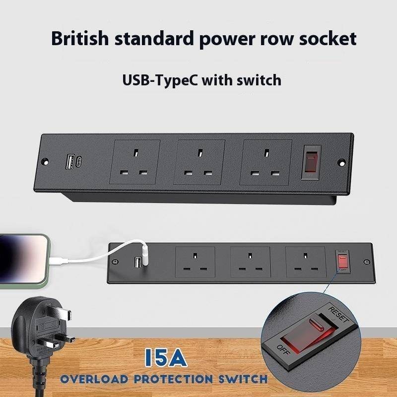 Embeddedded British Standard Desktop Socket TypeC with Switch 4,000W ...