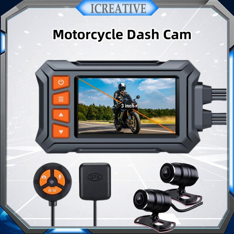 Motorcycle Dashcam Dual Lens 1080P Full HD Night Vision Cam Anti-shake ...