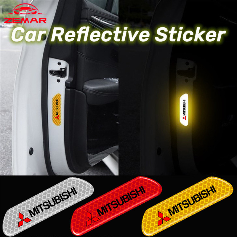 4pc Mitsubishi Car Door Reflective Stickers Safety Anti-collision ...