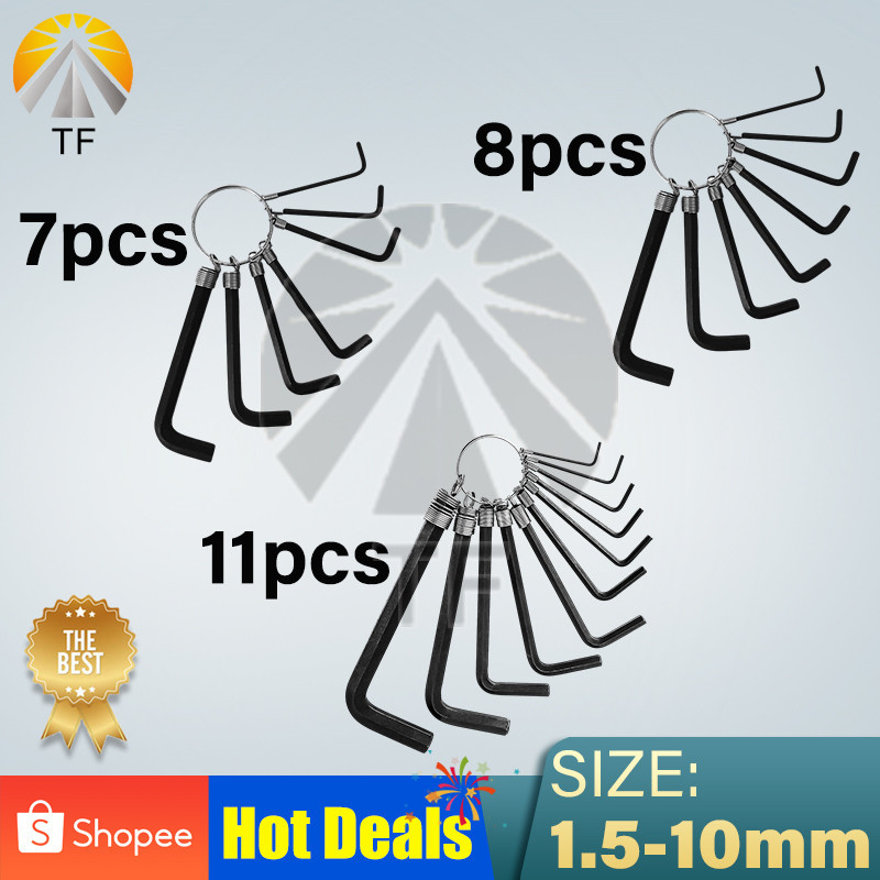 Hexagon Key Wrench Set with Keychain Allen Wrench Bike Repair Tool L ...