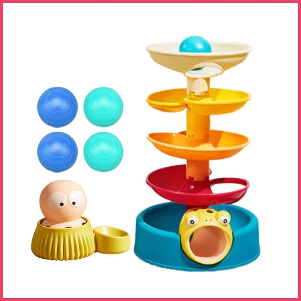 Ball Tower Toy for Toddler 5-Layer Stack Drop and Go Ball Ramp Toy Set ...