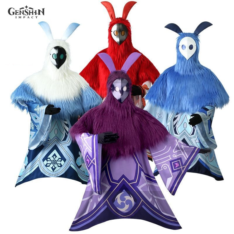 Genshin Impact Anime Cosplay Costume:Abyss Mage's Robe set with Plush ...
