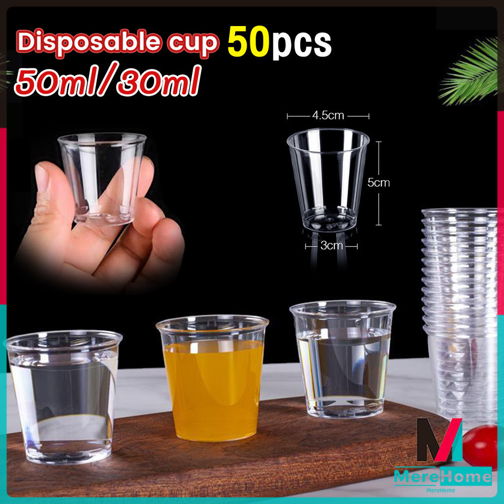 50 pcs Disposable Plastic Cup Transparent Household Meal Cup Wedding ...