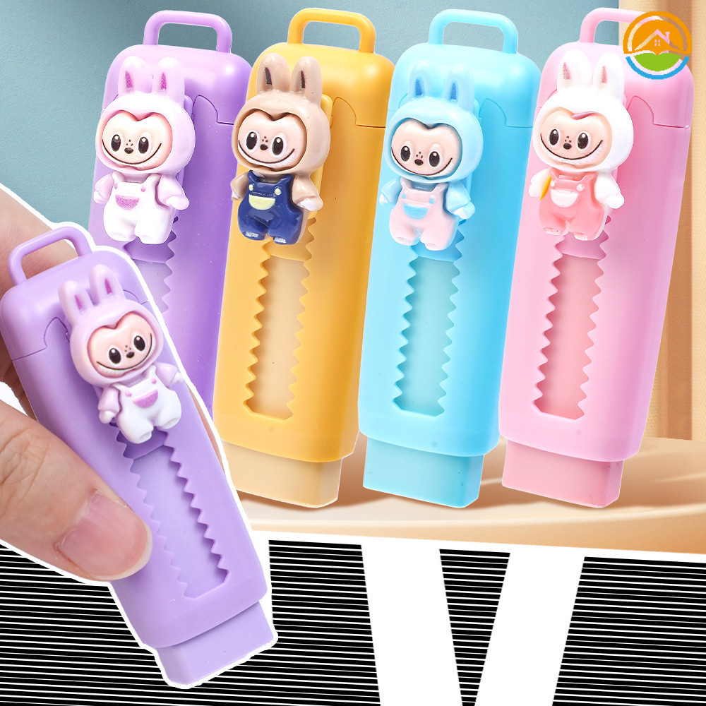 Portable Cute Cartoon Labubu Push-pull Design Writing Correction Rubber ...