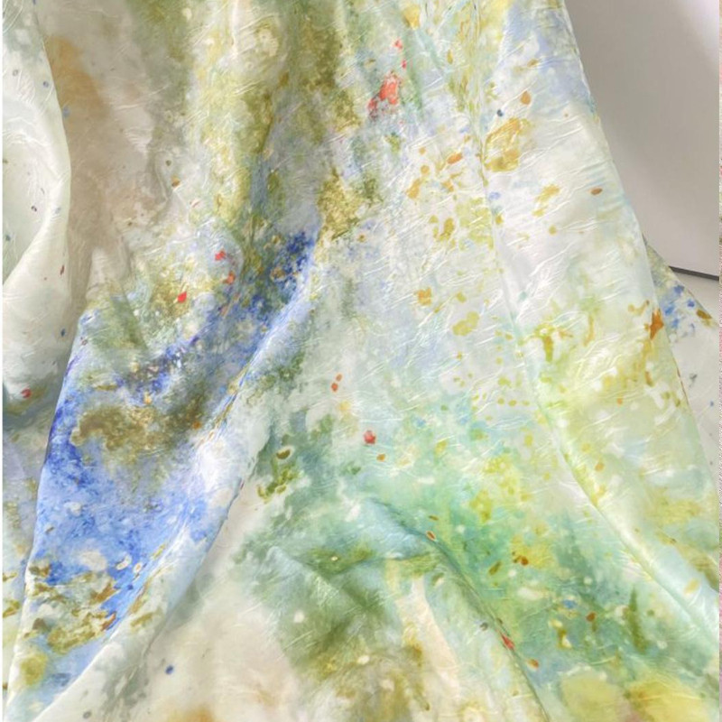 2 Yard Printed Fabric Chinese Style Willow Leaf Jacquard Fabric ...