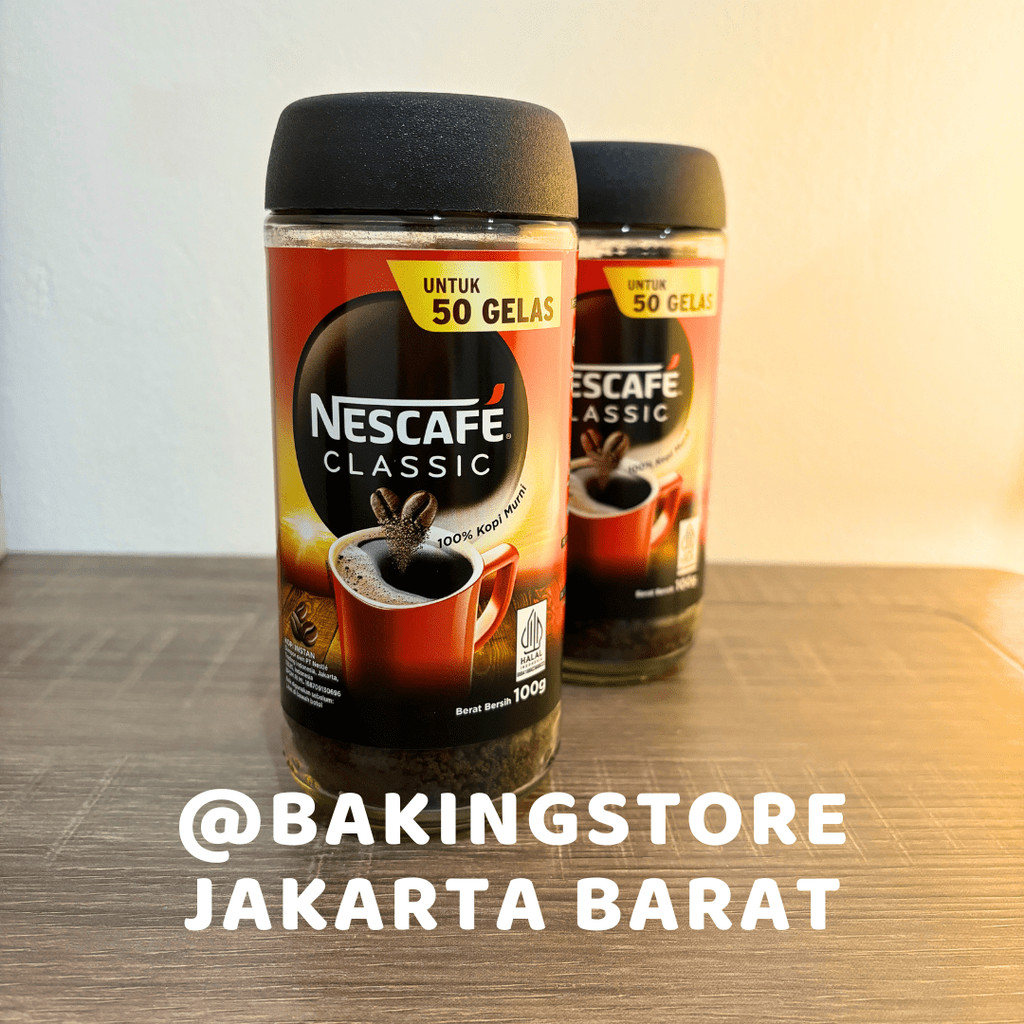 HITAM Nescafe Classic Instant Coffee Black Coffee 100g Jar | Shopee ...