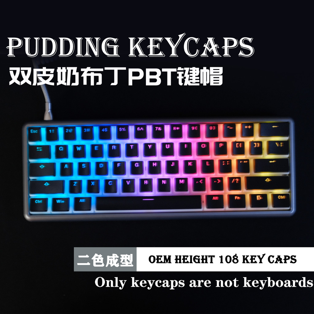 Pudding Keycaps 108 Keys Oem Profile Pbt Double Shot Keycap Transparent ...