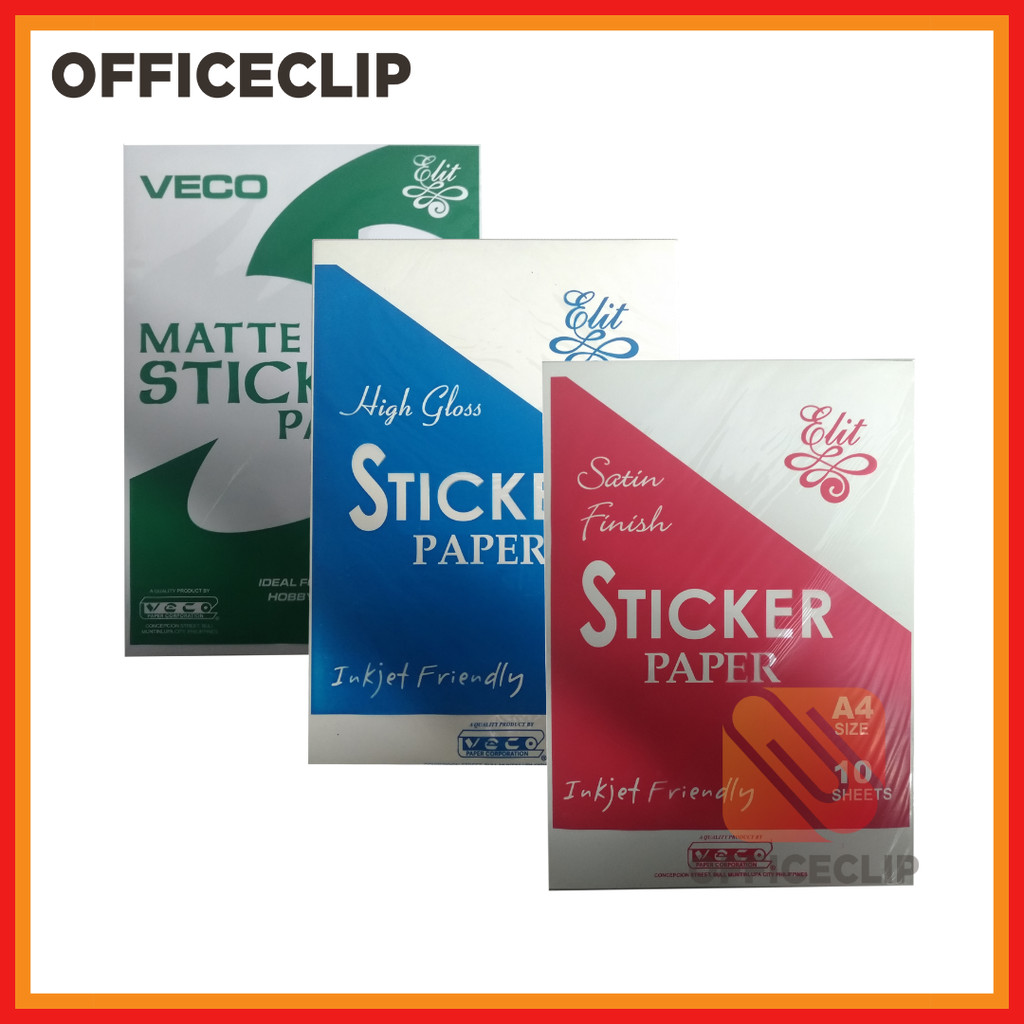 OfficeClip Veco Sticker Paper A4 10pcs/pk | Shopee Philippines