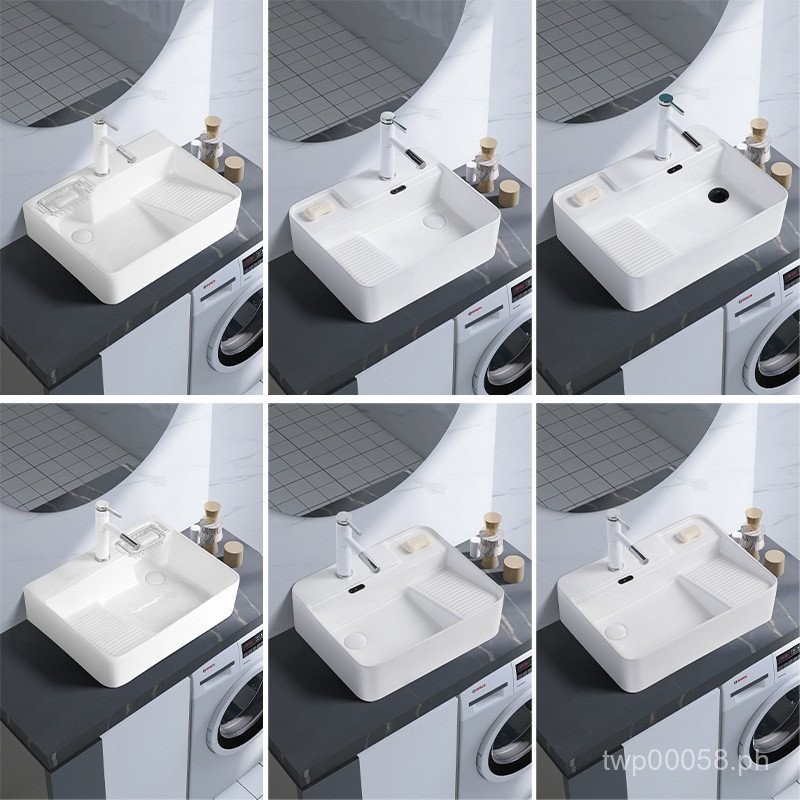 Wholesale with Washboard Table Basin Side Drainage Ceramic Basin ...