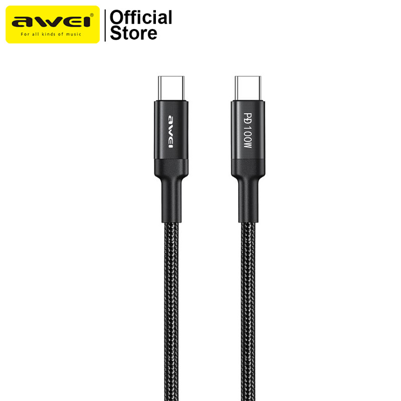 Awei CL-117T 100cm Quick Charging PD100W Fast Charge Type-C To Type C ...