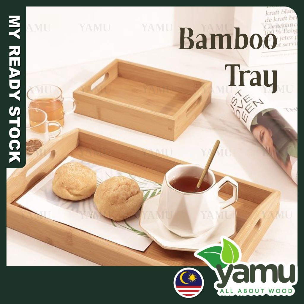 YAMU Bamboo Tray Wooden Serving Tray With Handles Dulang Kayu Wooden ...