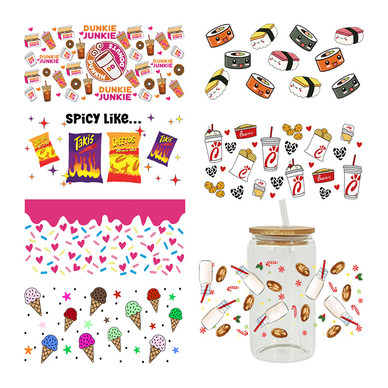 Potato Chips Food Theme UV DTF Transfer Sticker For The 16oz Glasses ...