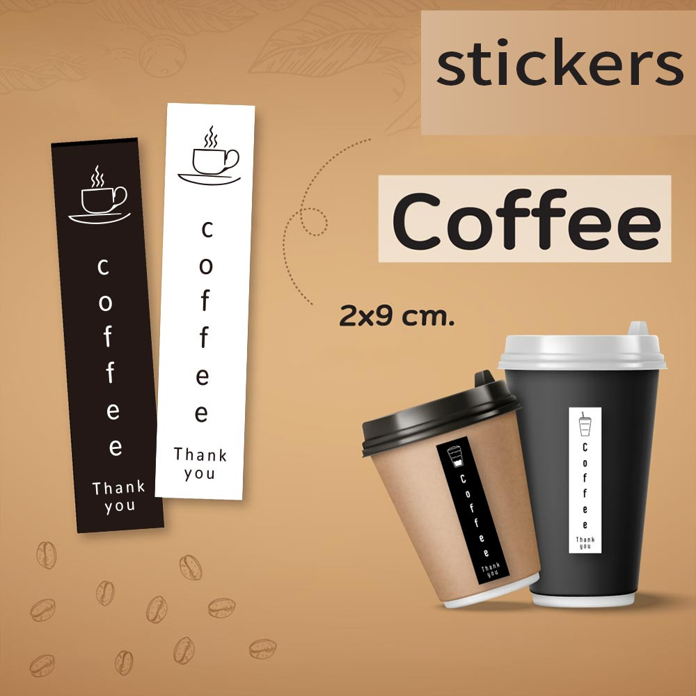 100 Pcs Black White Milk Tea Coffee Sticker Coffee Cup Packaging ...