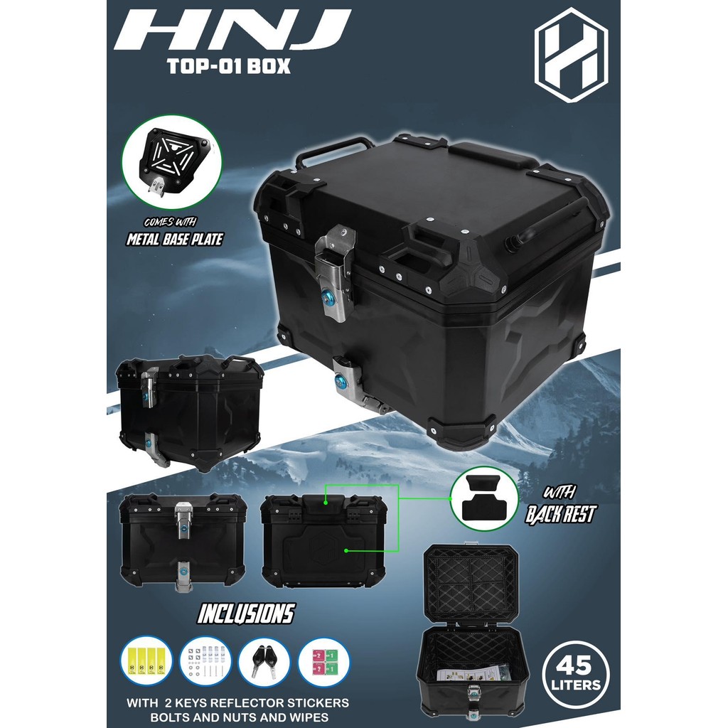 HNJ 45L Plastic Top Box Dual Lock Metal Baseplate | Shopee Philippines