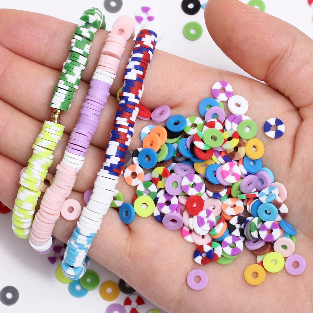 200Pcs 6mm Round Gasket Polymer Clay Flat Beads For DIY Bracelet ...