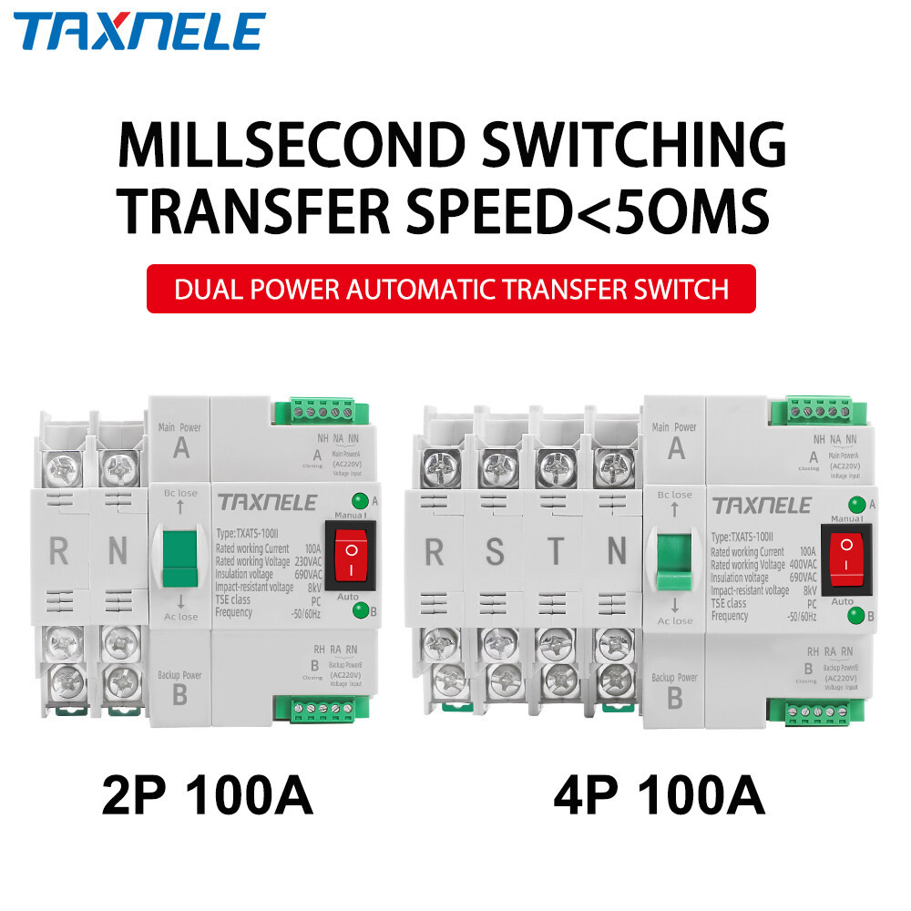 nxp-MCB type Dual Power Automatic transfer switch 2P 100A 4P 100A ATS Circuit Breaker Electrical ...