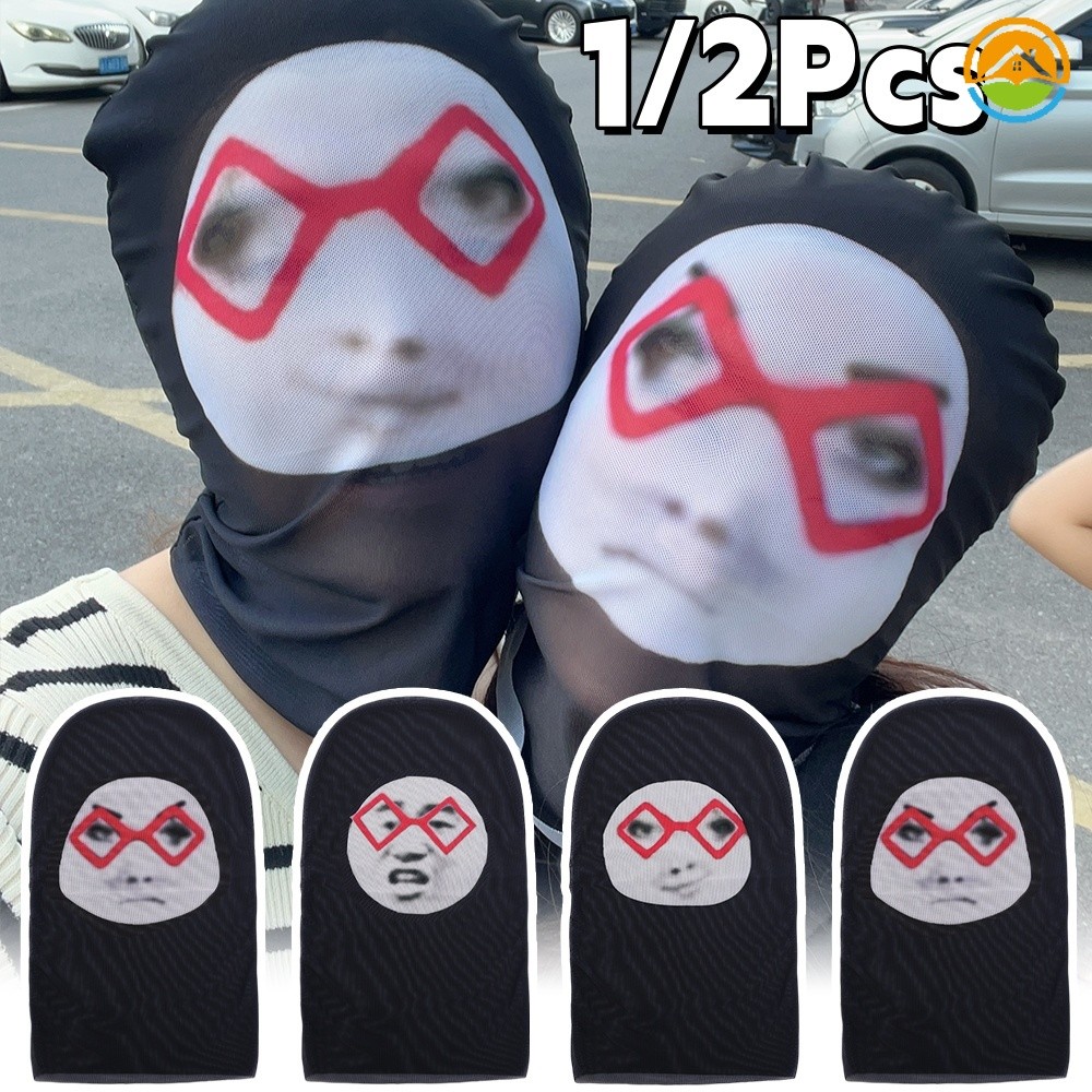 1/2Pcs Unique Black Emoticon Sunscreen Visor- Fashion Full Face ...