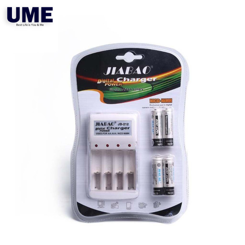 Jiabao JB-212 AA/AAA Batteries Charger with 4Pcs Rechargeable 2A/3A ...