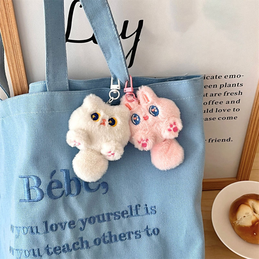 Stuffed Coffee Cat Plush Keychain Creative Soft Fluffy Animal Plush Key ...