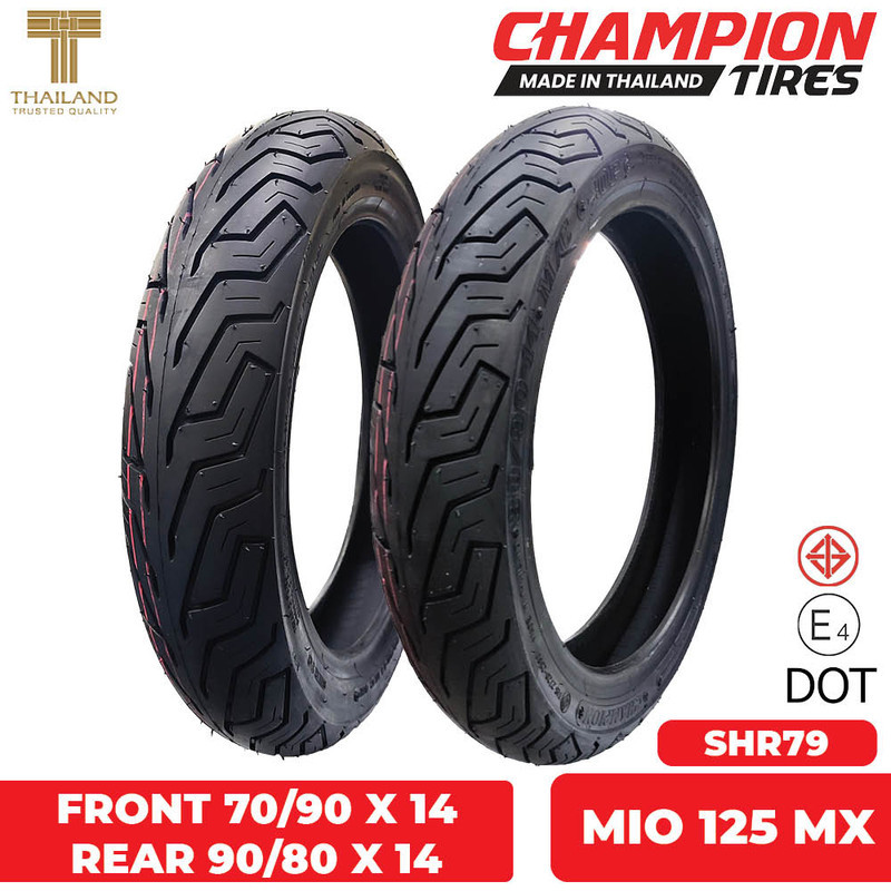 Champion Tubeless Tires Set for Yamaha MIO 125 MX 70/90 X 14 & 90/80 X ...